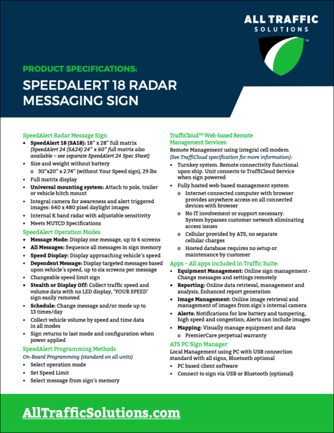 SpeedAlert Portable Radar Message Signs | All Traffic Solutions